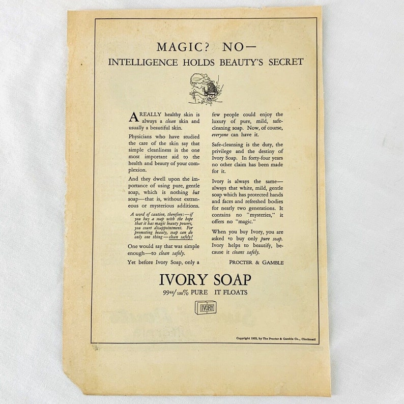 Vintage 1923 Ivory Soap It Floats the Procter & Gamble Co Cincinnati OH ...