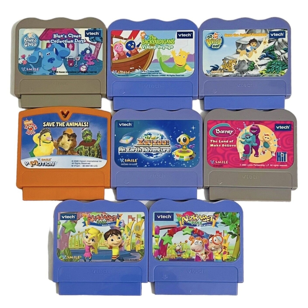 Vtech V.smile Games Cartridges Lot of 8 Barney Blues Clues Go Diego Go ...