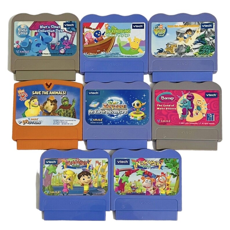 Vtech V.smile Games Cartridges Lot of 8 Barney Blues Clues Go Diego Go ...