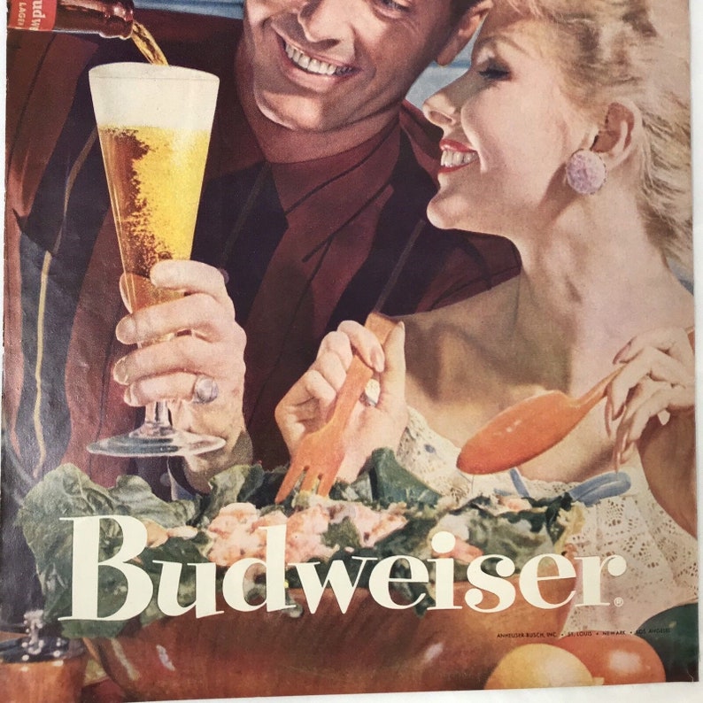 Budweiser Beer Vintage Magazine Print Ad 1957 Where There's Life There ...