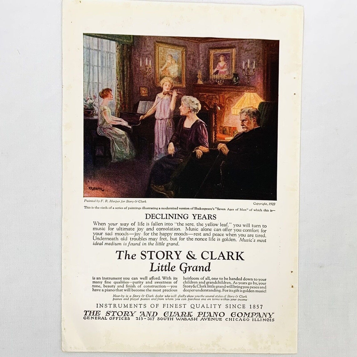 Vintage 1920's Story & Clark F.R. Harper Advertising Print Ad Little ...