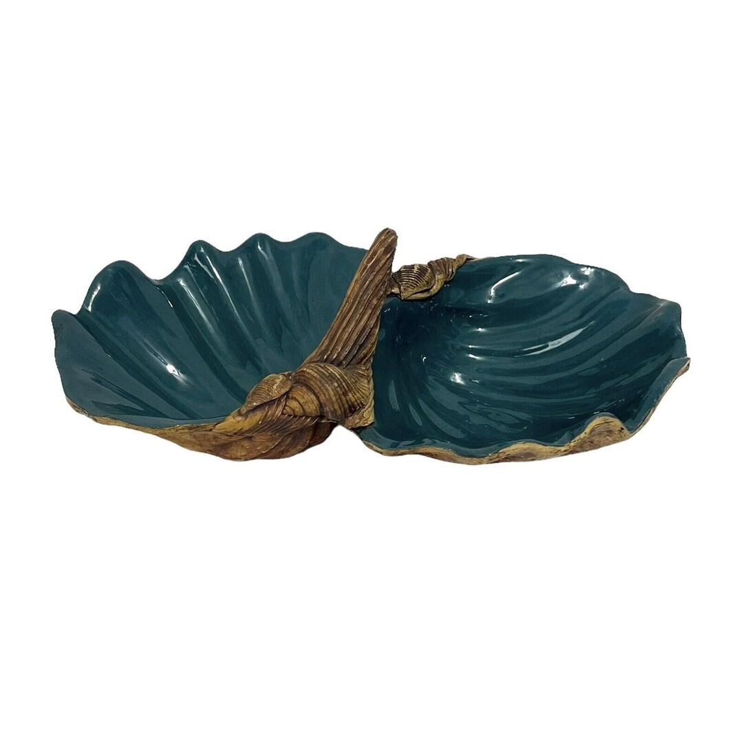 Vtg 1980s Terrafirma Ceramics Pottery Double Seashell Candy Dish Bowl W ...