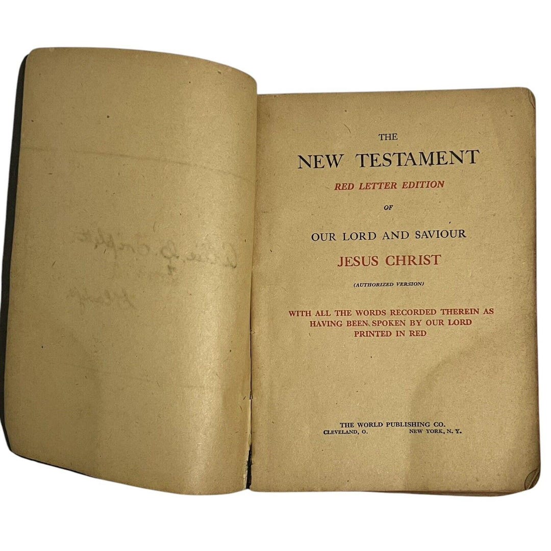 Vtg 1930's the New Testament Red Letter Edition the World Publishing ...