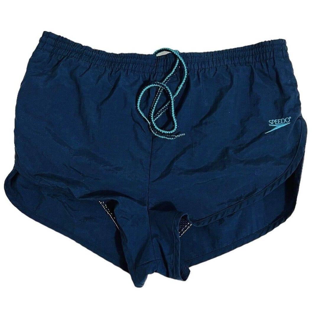 Vtg 1990's Speedo High Cut Running Shorts Swim Trunks Neon Mesh Lining ...