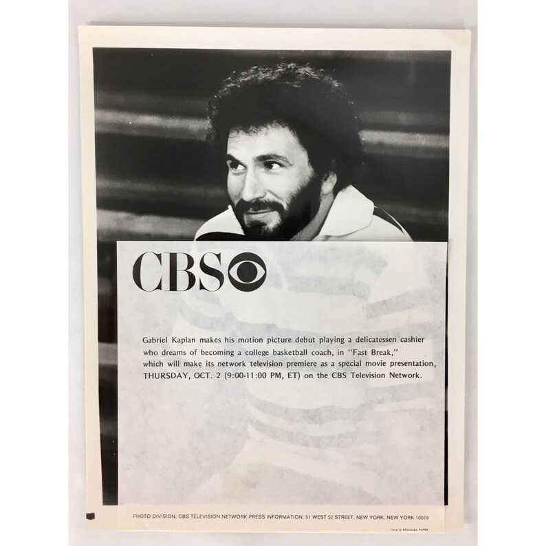 Gabe Kaplan Fast Break Movie Still Press Kit Picture 8" X 10" Black ...