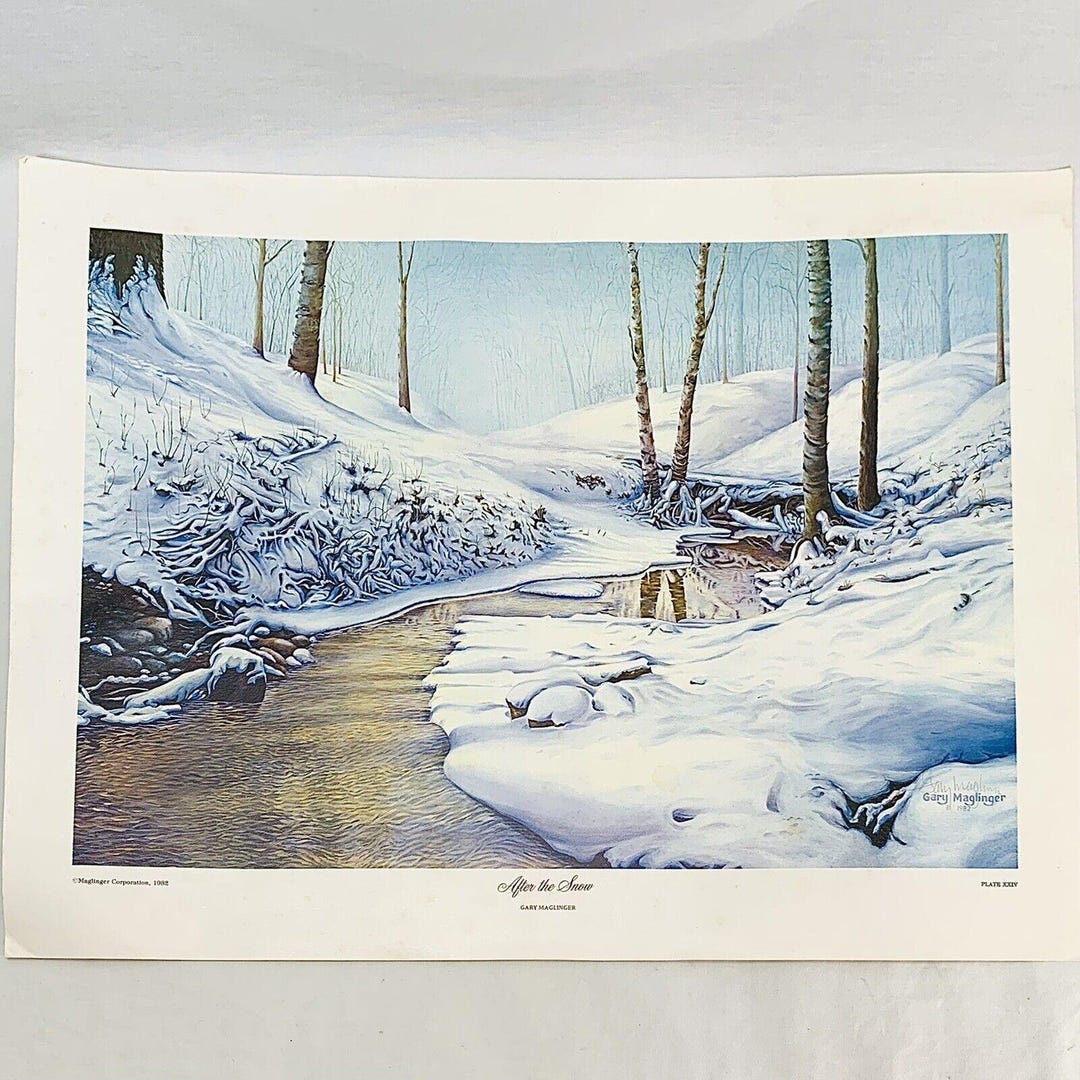 Vintage Gary Maglinger Art Print After the Snow Winter Landscape Signed ...