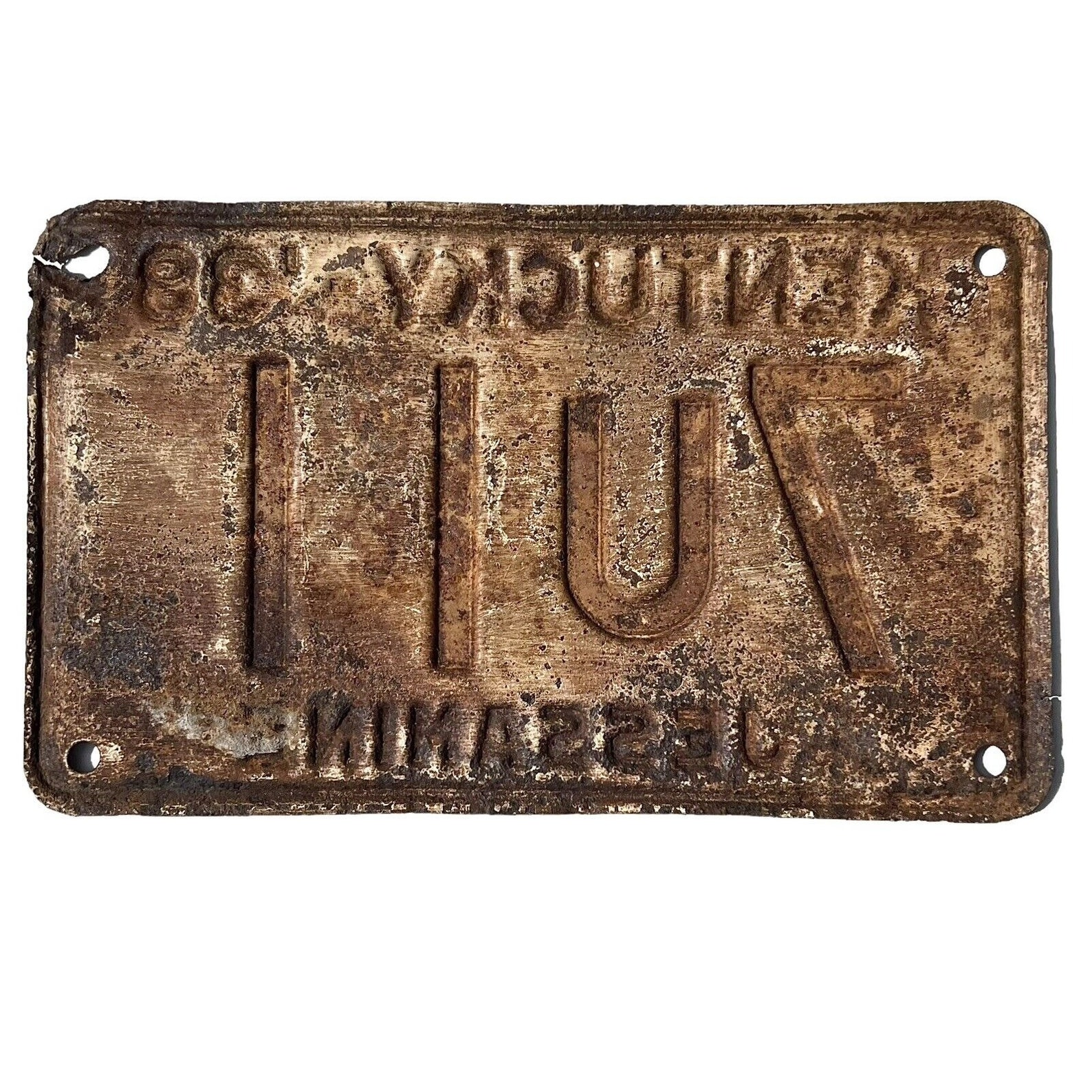 Vintage 1938 Kentucky Jessamine County KY License Plate 7U11 6 X 9.5 - Etsy