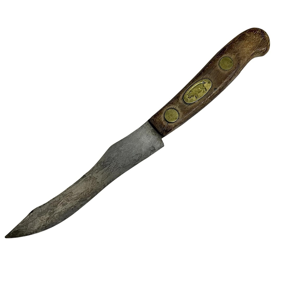 Vintage Robeson Red Pig Butcher Knife 5 3/4” Carbon Steel Blade Wood ...