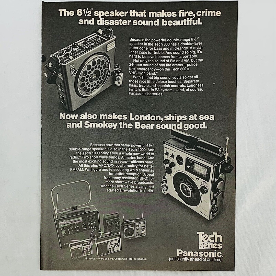 Vintage 1970's Panasonic Tech 800 Tech 1000 Portable Radio Stereo VHF ...