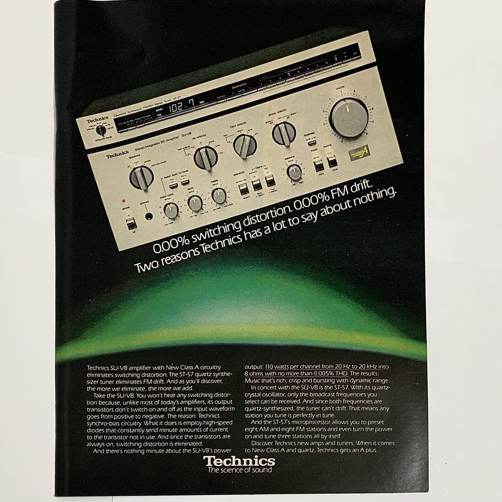 Vintage 1980's Technics ST-S7 Stereo Tuner SU-V8 Amplifier Print Ad ...