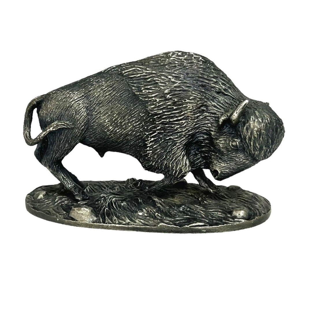 American Buffalo Bison Western Artwork Statue Pewter Sculpture Metal ...