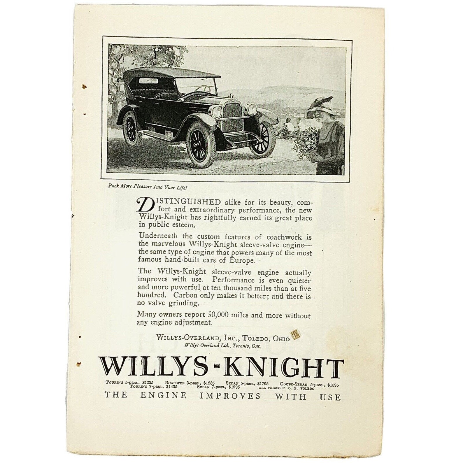 Vintage 1923 Willys Knight Touring Sedan Print Ad Willys Overland ...