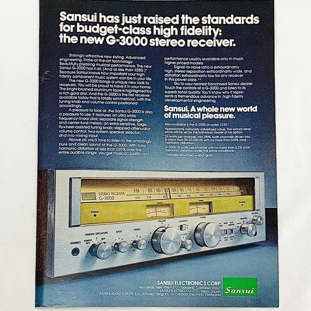 Vintage 1977 Magazine Print Ad Sansui G-3000 Receiver Wifi Home Stereo ...