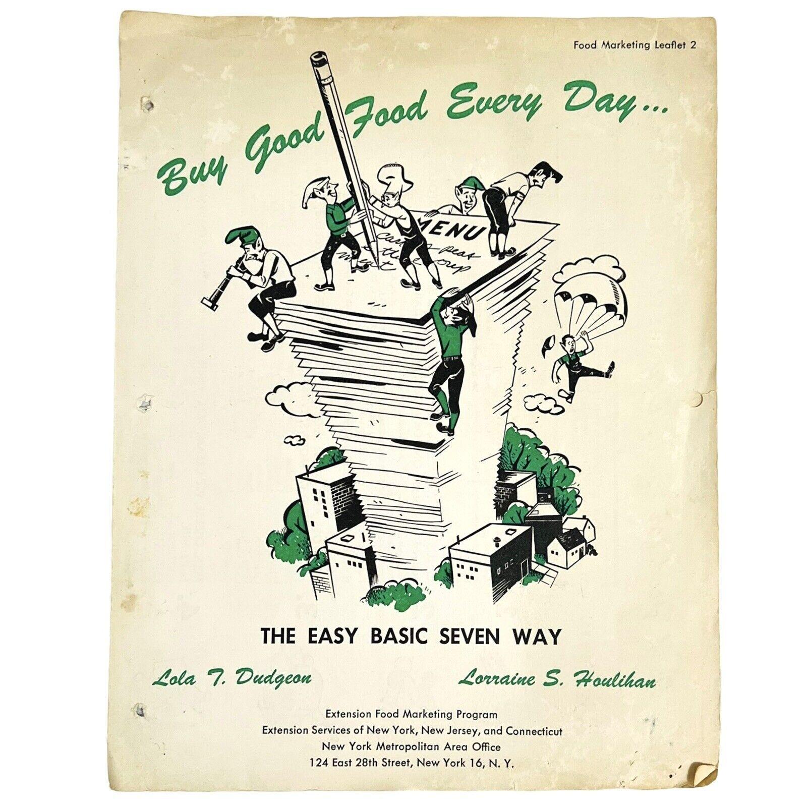 Vtg 1910's Healthy Food Chart Leaflet Extension Food Marketing Program ...