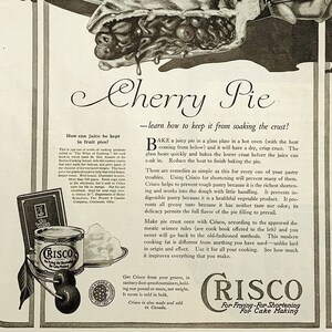 Vintage 1921 Crisco Shortening Print Ad Cherry Pie Procter & Gamble 13 ...