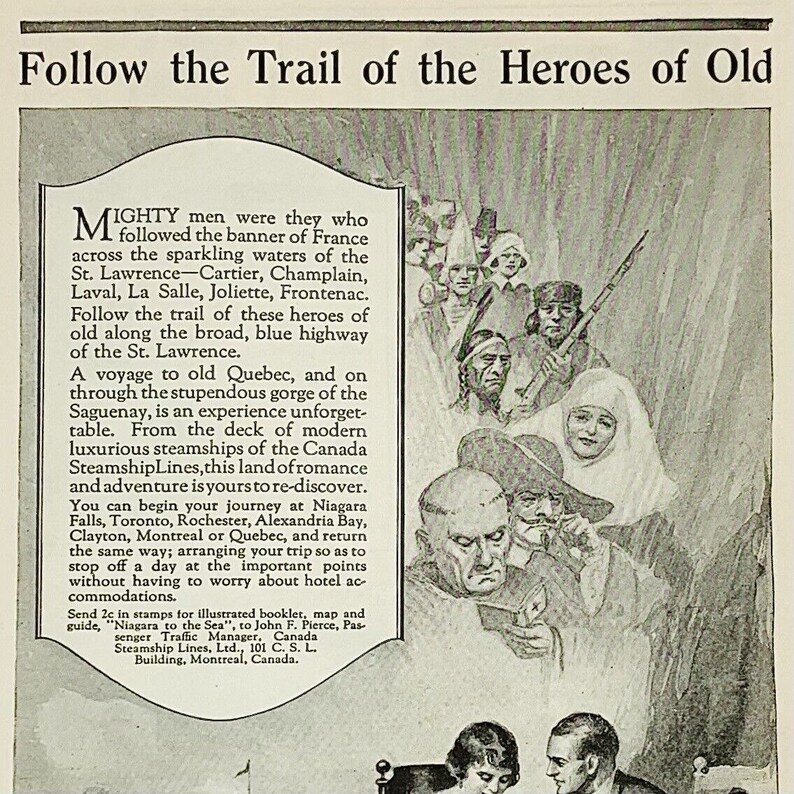 Vintage 1923 Canada Steamship Lines Print Ad Follow the Trail of the ...
