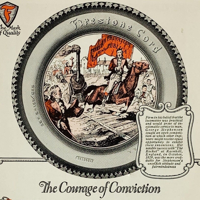 Vintage 1923 Firestone Print Ad Cord Auto Car Tires the Courage of ...