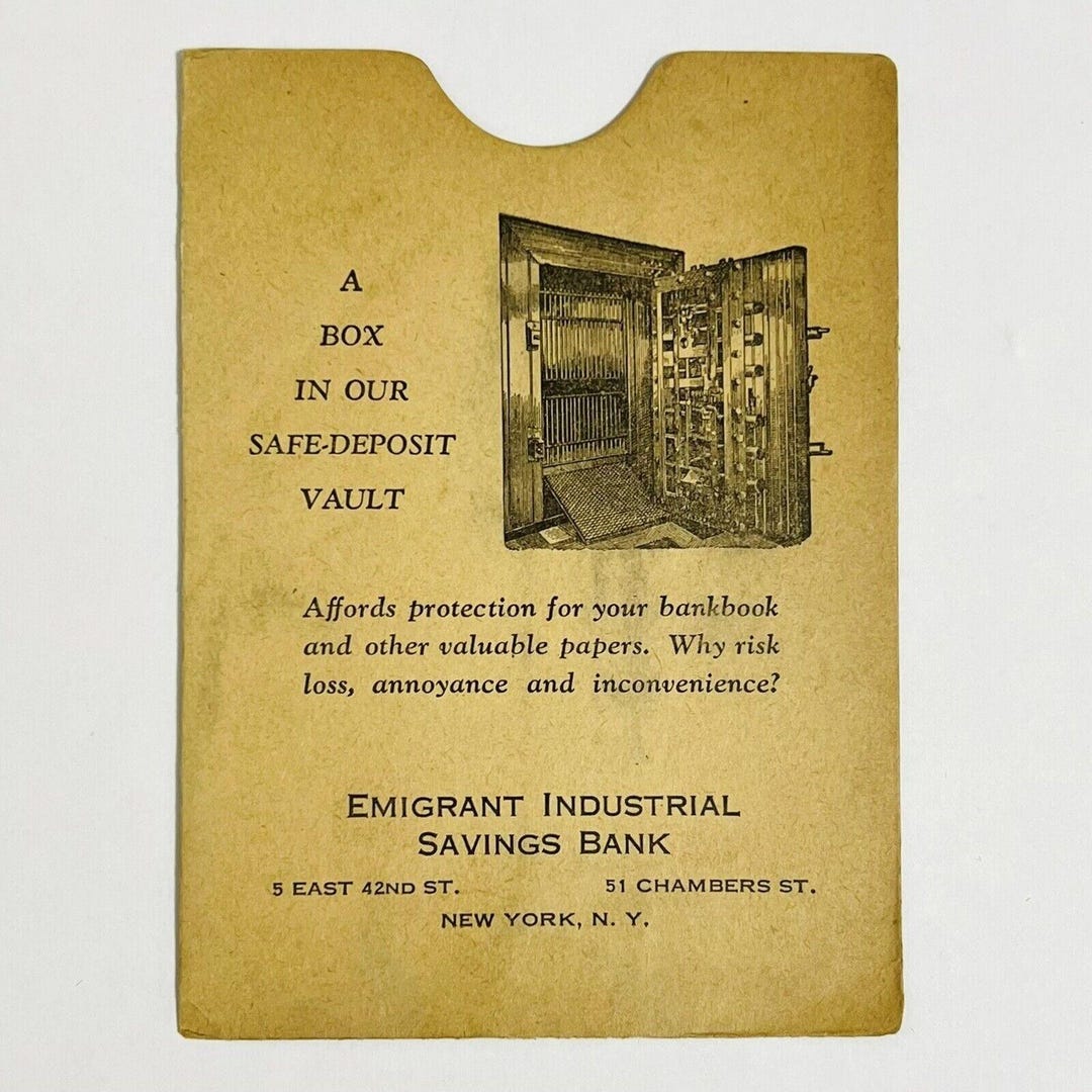 Vtg 1900's Emigrant Industrial Savings Bank New York Ledger Book Sleeve ...