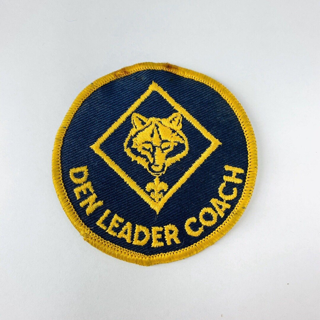Vintage Den Leader Coach Cub Scout Patch BSA Wolf Head 3" Blue & Dark ...