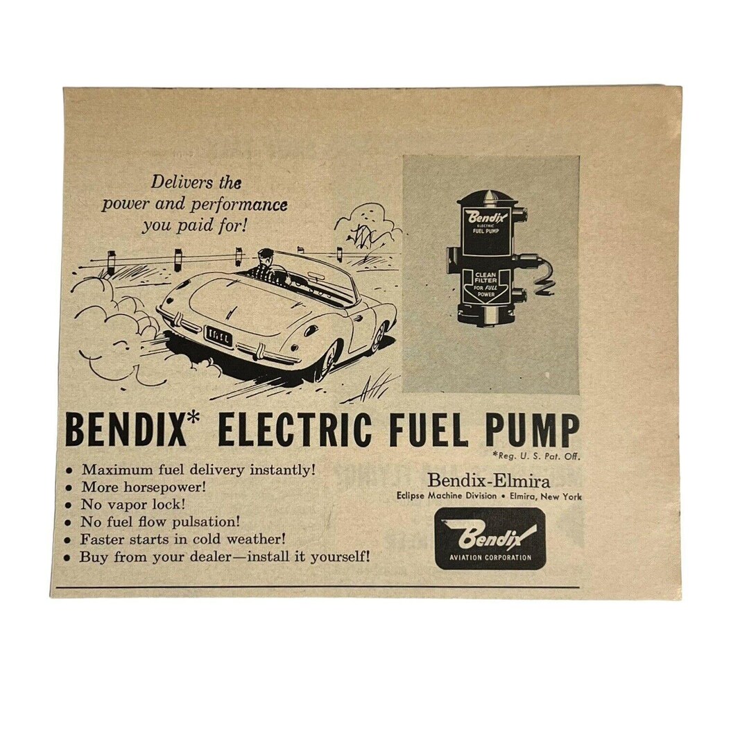 Vtg 1960 Bendix Elmira Electric Fuel Pump Hot Rod Parts B&W Magazine Print Ad - Etsy