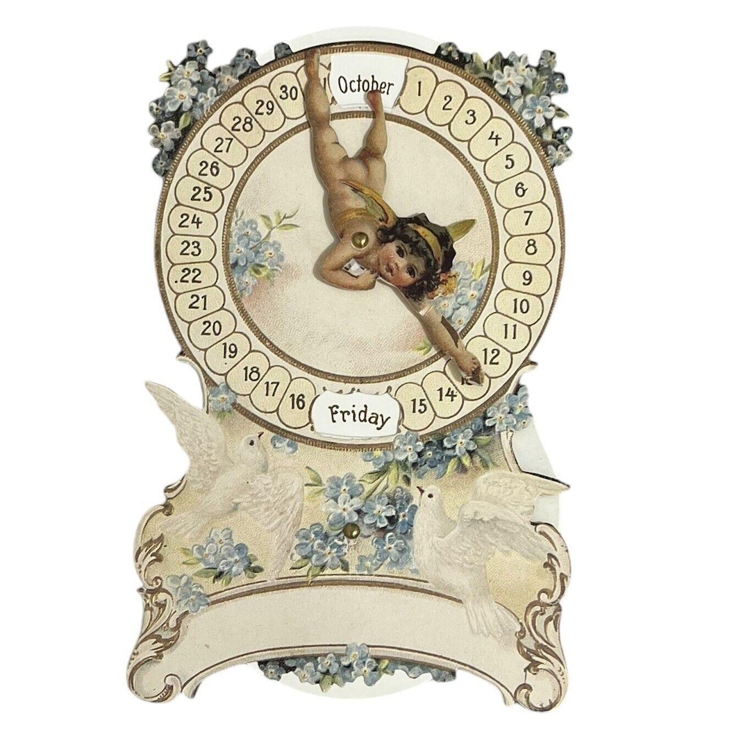 Victorian Die-cut Card Calendar Reproduction Made in USA Old Print ...
