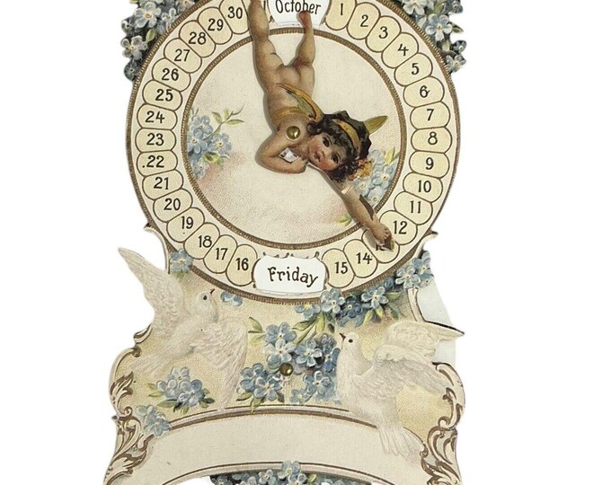 Victorian Die-cut Card Calendar Reproduction Made in USA Old Print ...