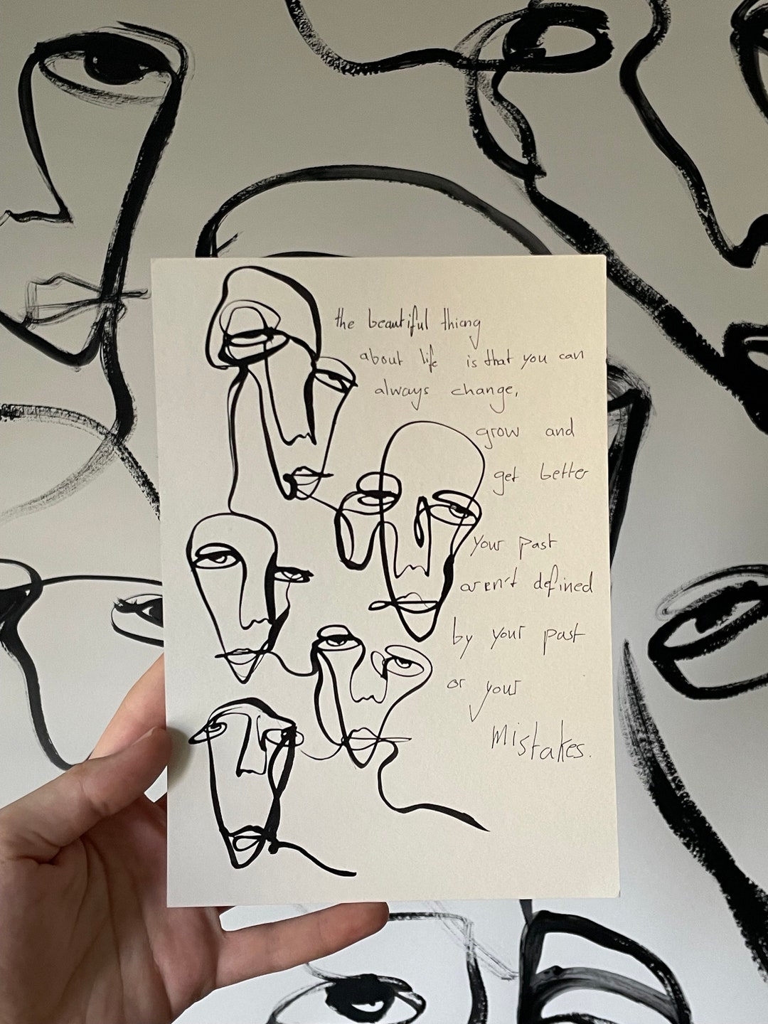 Original Painting "self Love" Line Art Abstract With Ink - Etsy