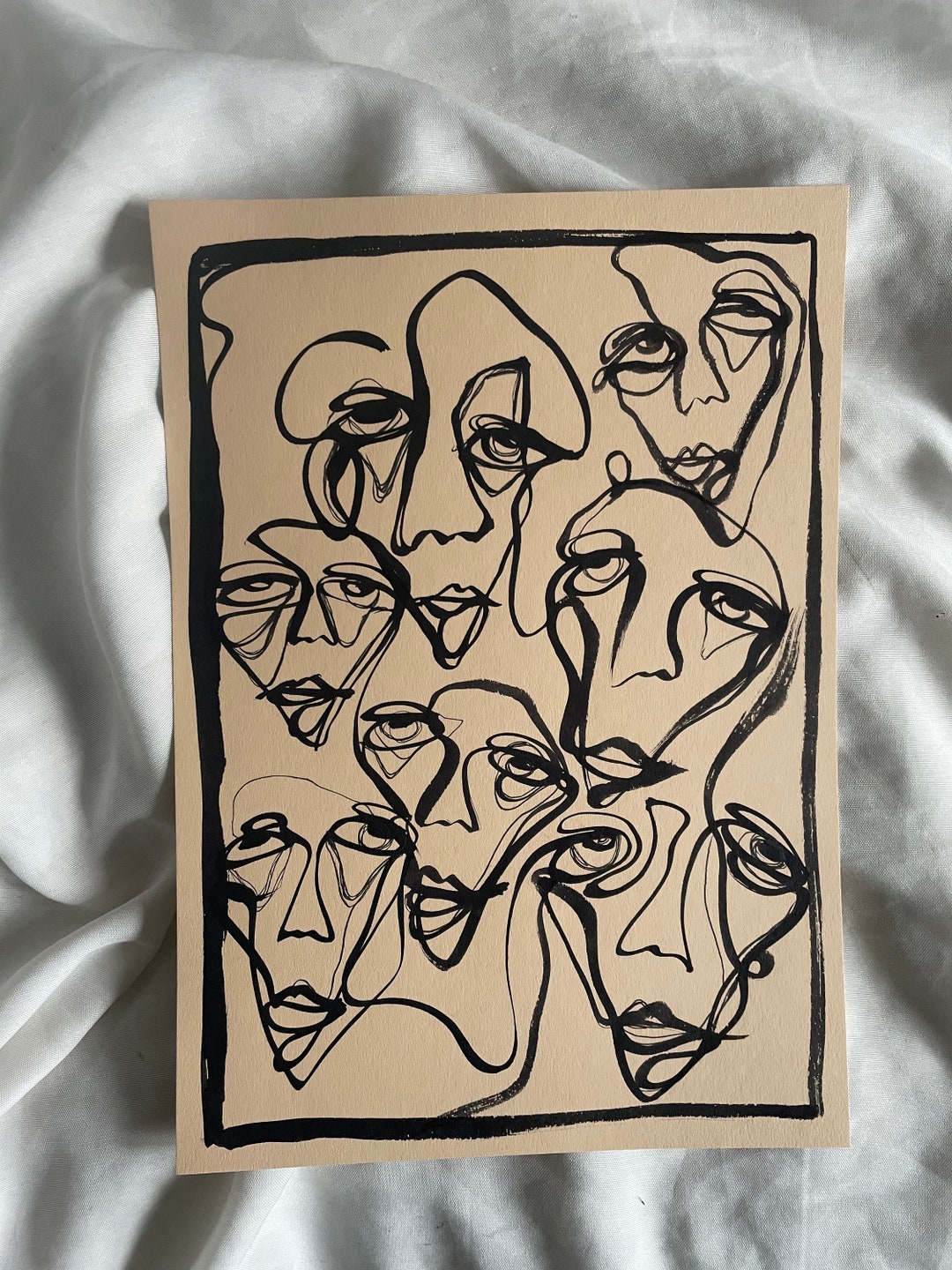 Original Painting Kindness is Better Line Art Abstract With Ink - Etsy