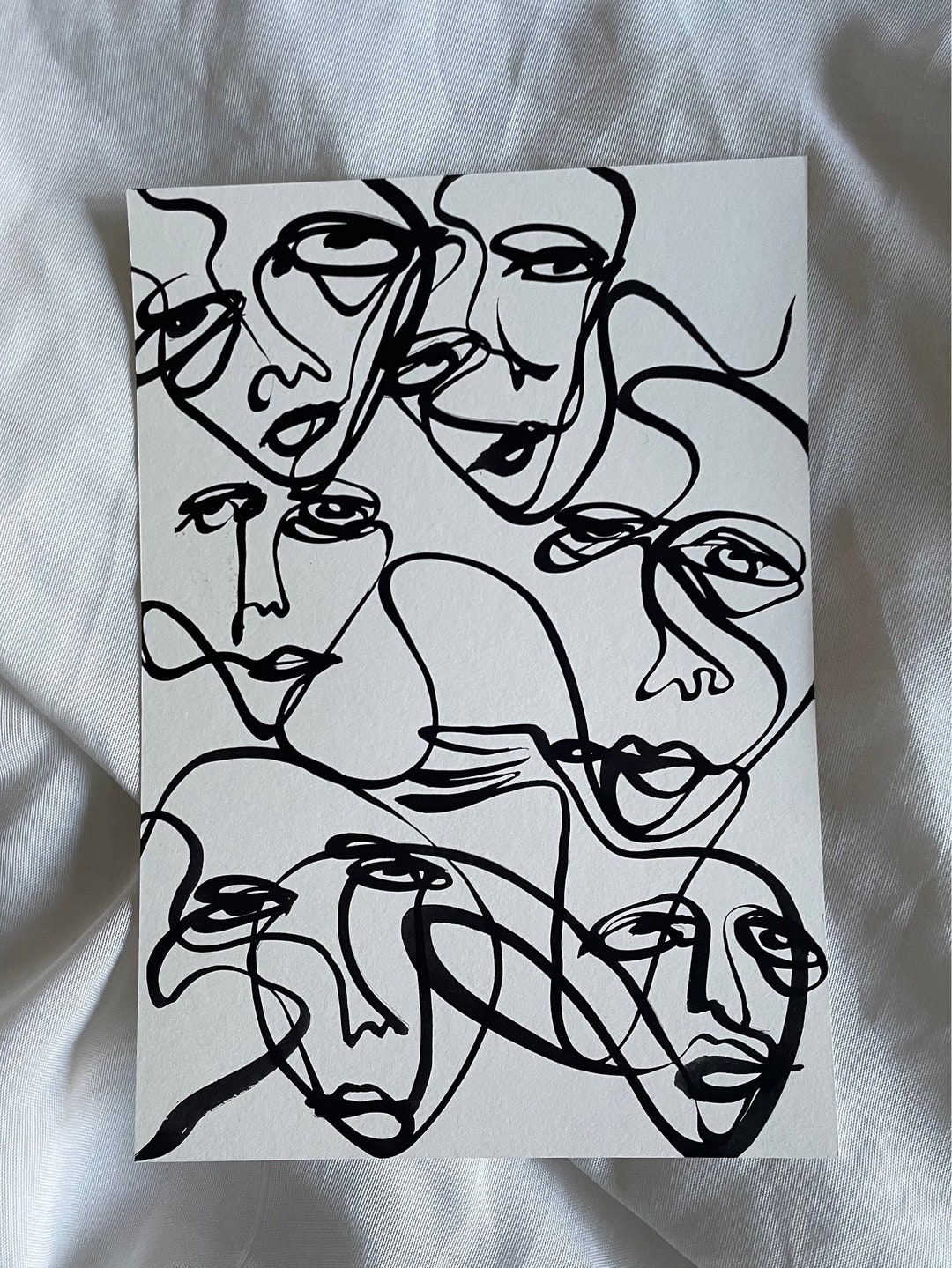 Original Painting happy in Stillness Line Art Abstract With Ink - Etsy