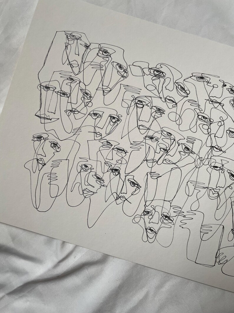 Original Art Painting "solace" Line Art Minimalistic Abstract With Ink ...