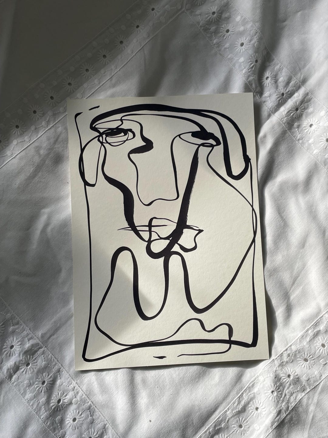 Original Art Painting joy Line Art Minimalistic Abstract With Ink - Etsy