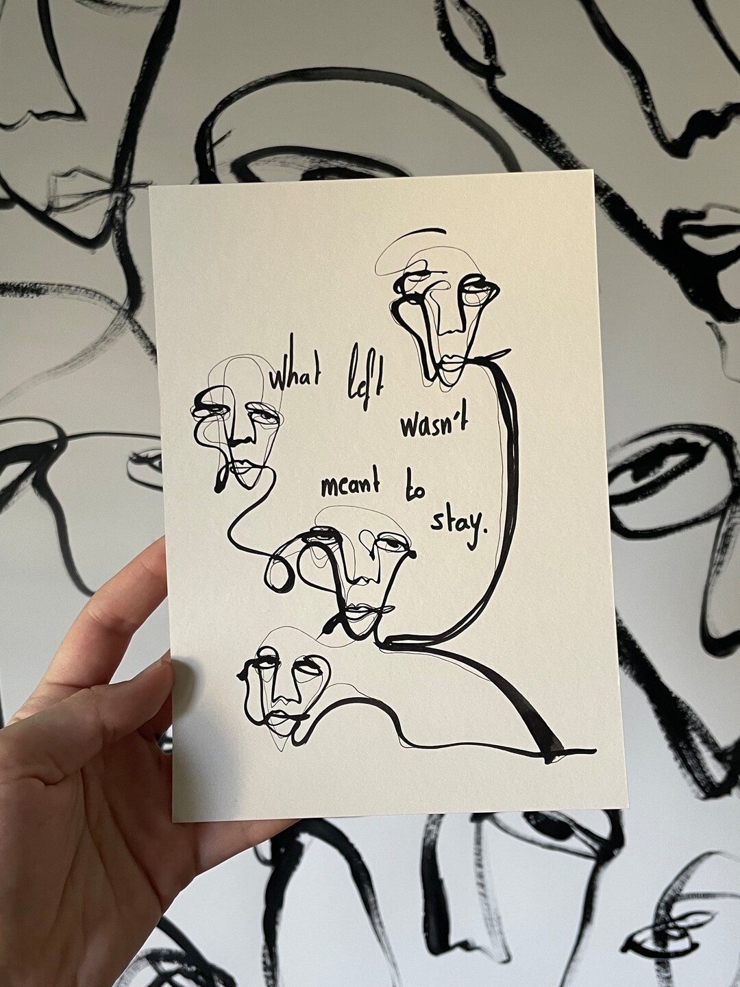 Original Painting "you Will Know" Line Art Abstract With Ink - Etsy