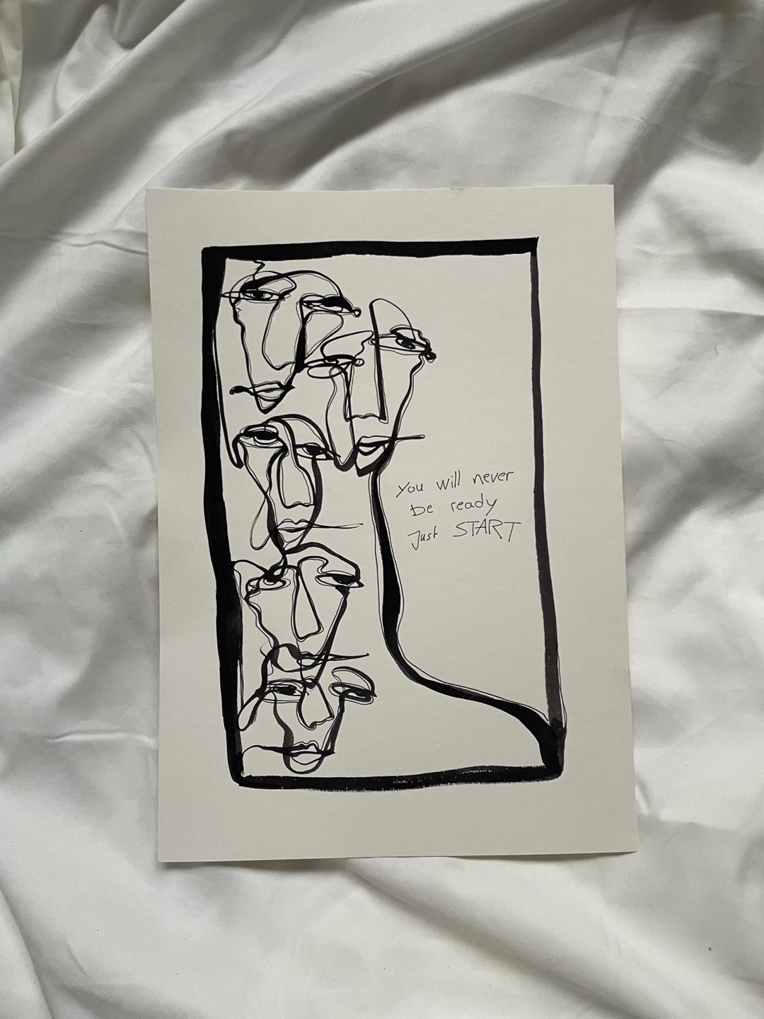 Original Art Painting "just Start" Line Art Minimalistic Abstract With ...