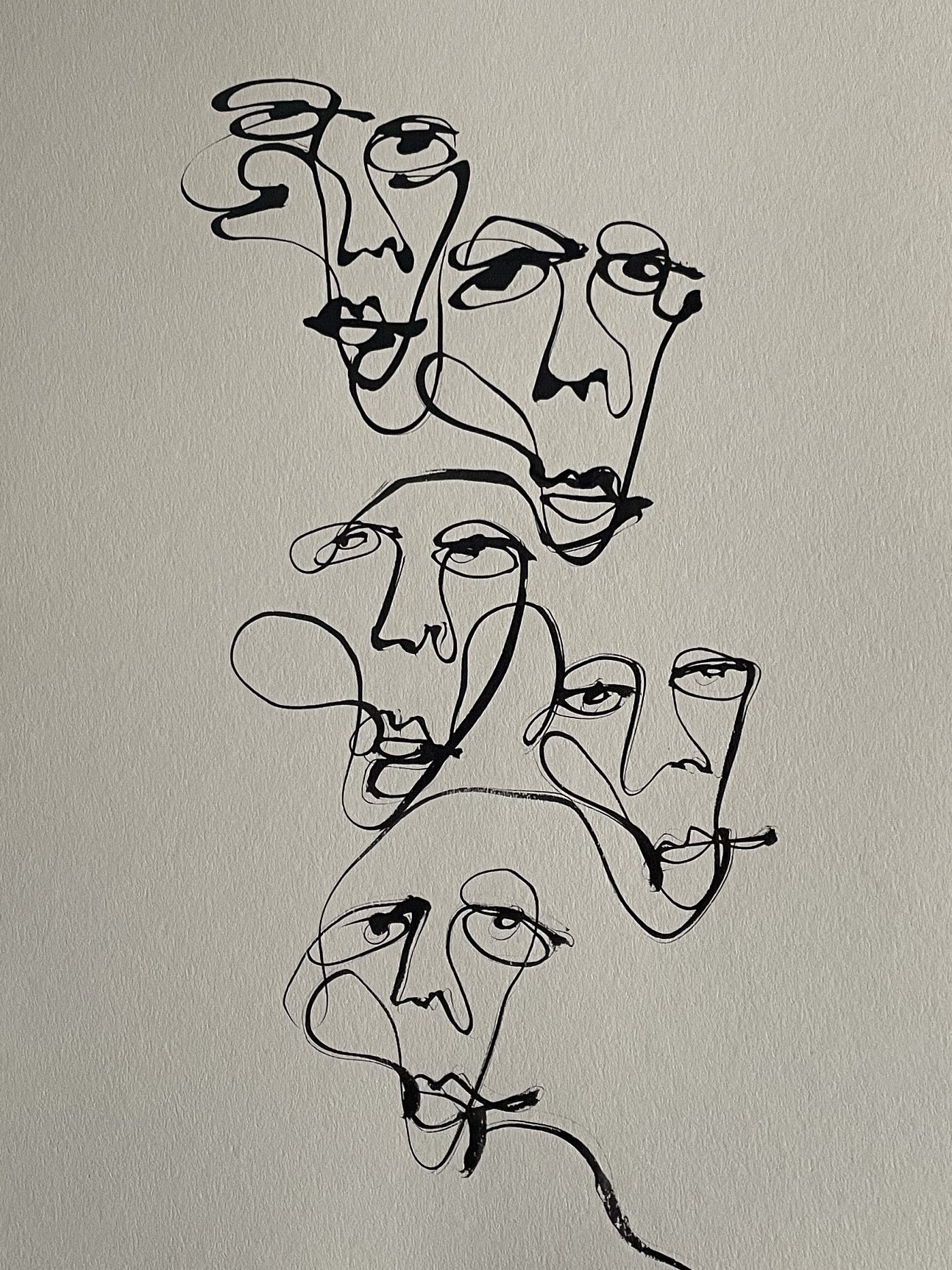 Original Art Painting in Flow Line Art Minimalistic Abstract With Ink ...