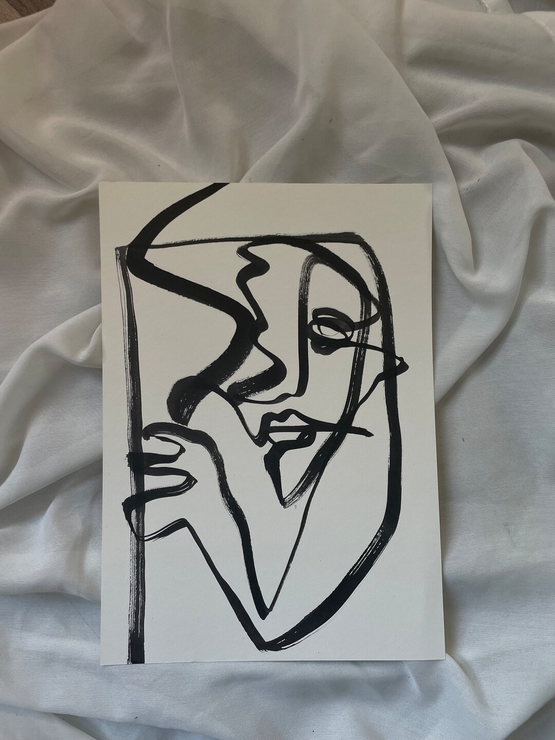 Original Painting "ways of Wonder" Line Art Abstract With Ink - Etsy