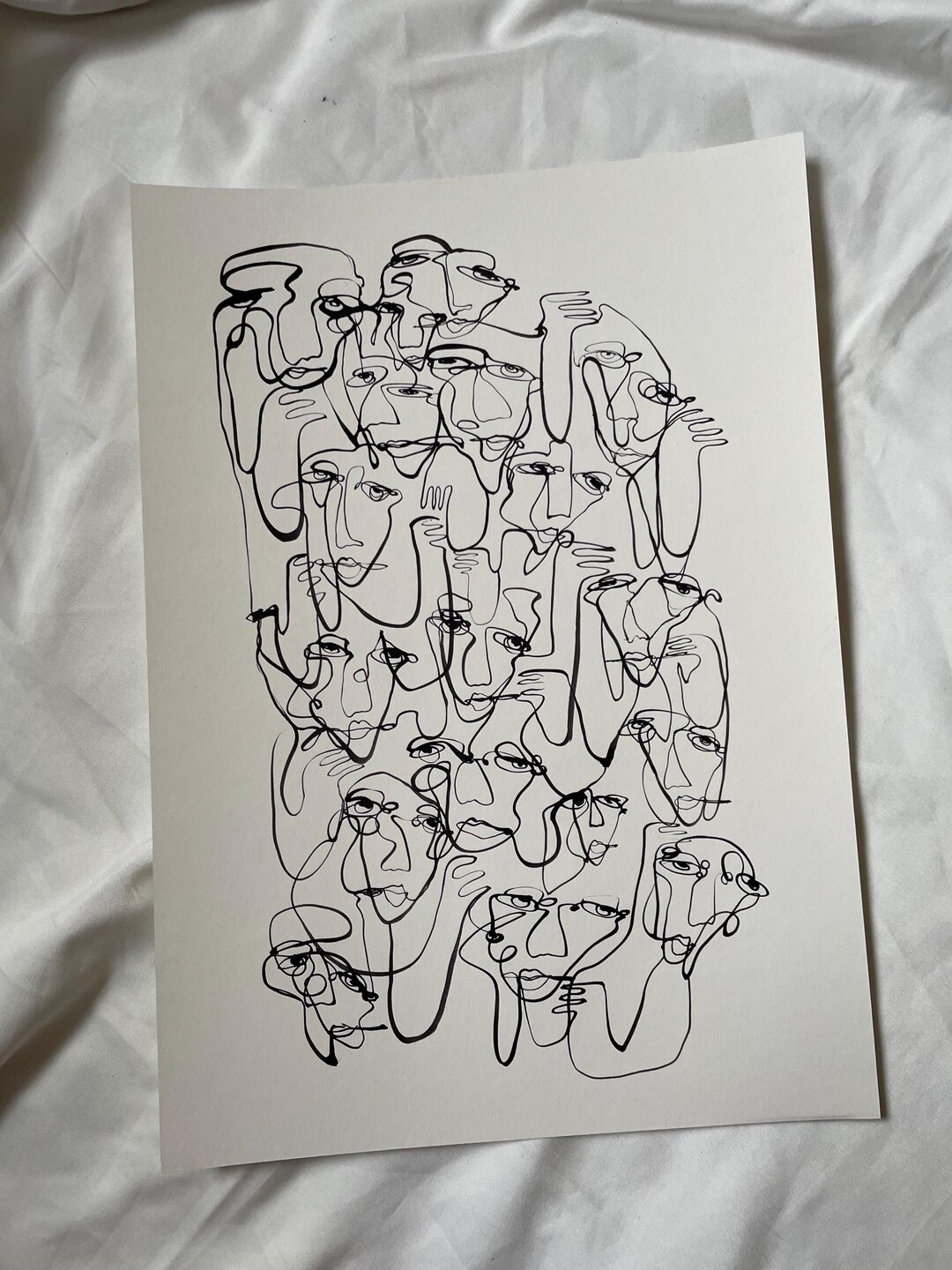 Original Art Painting "flow" Line Art-abstract With Ink-21x29.7 Cm - Etsy