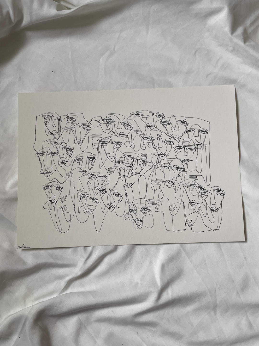 Original Art Painting "solace" Line Art Minimalistic Abstract With Ink ...