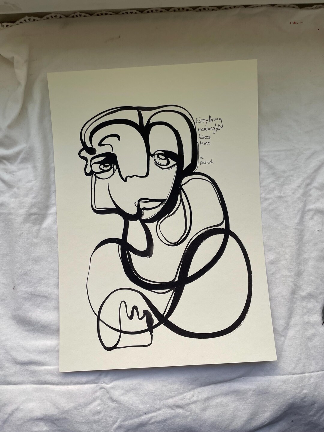 Original Art Painting "patience" Line Art-abstract With Ink-21x29.7 Cm ...