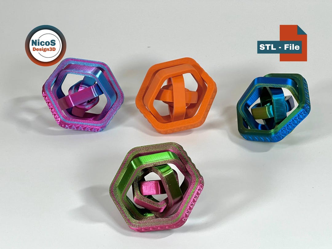 Anti Stress Fidget Axis Hexagon Gyroscope Spinner Print in Place ...