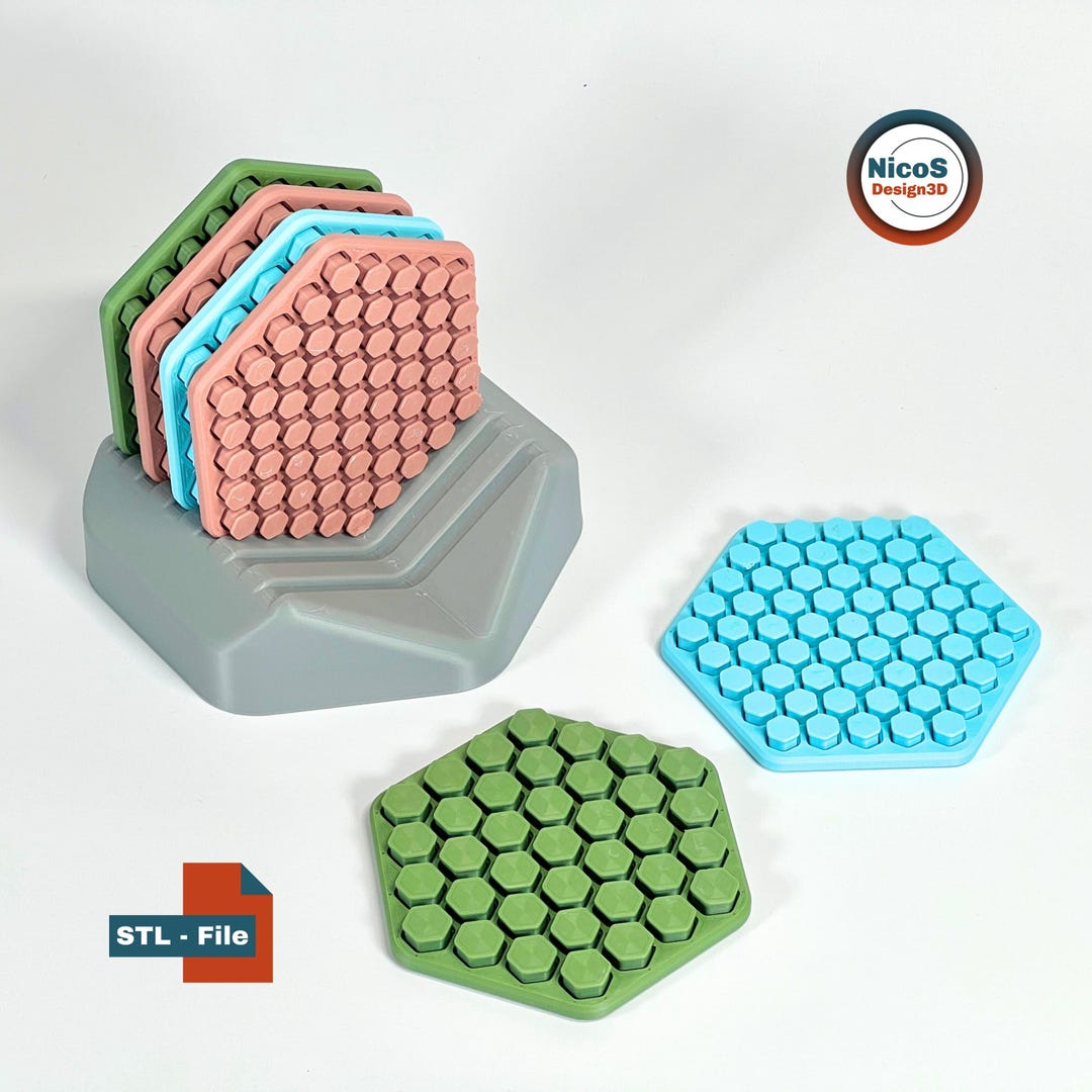 STL File - 3D Print Model | Hexagon Glass Coaster Wobble Fidget Coaster ...