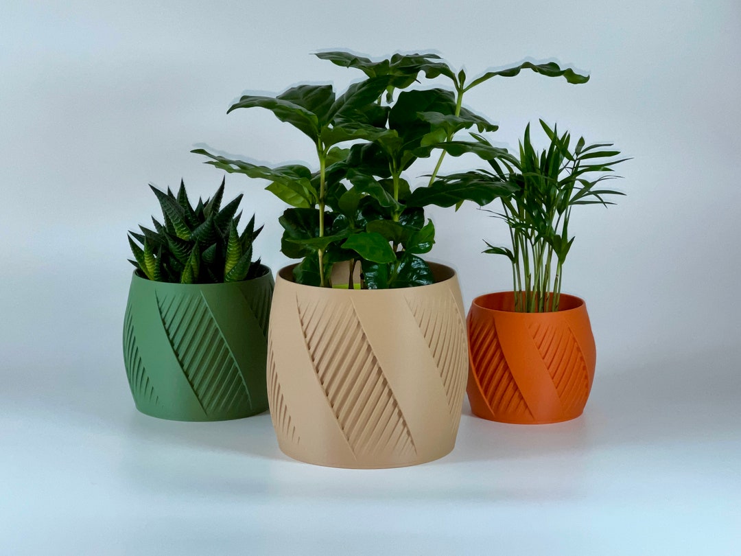 Set of 3 Flower Pots, Planters, Planters STL File for 3D Printing DIY ...