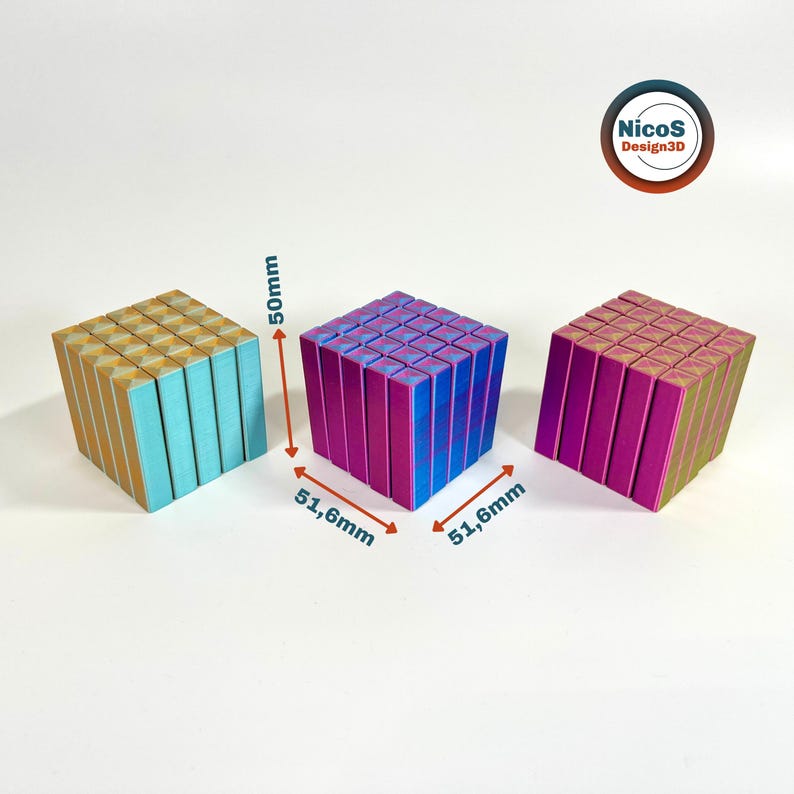 STL File - 3D Print Model | Fidget Wobble Pixels Bars Cube, Print-in ...