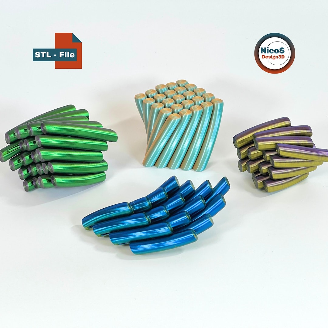 STL File - 3D Print Model | Twisted Wobble Bars Fidget, Print-in-place ...
