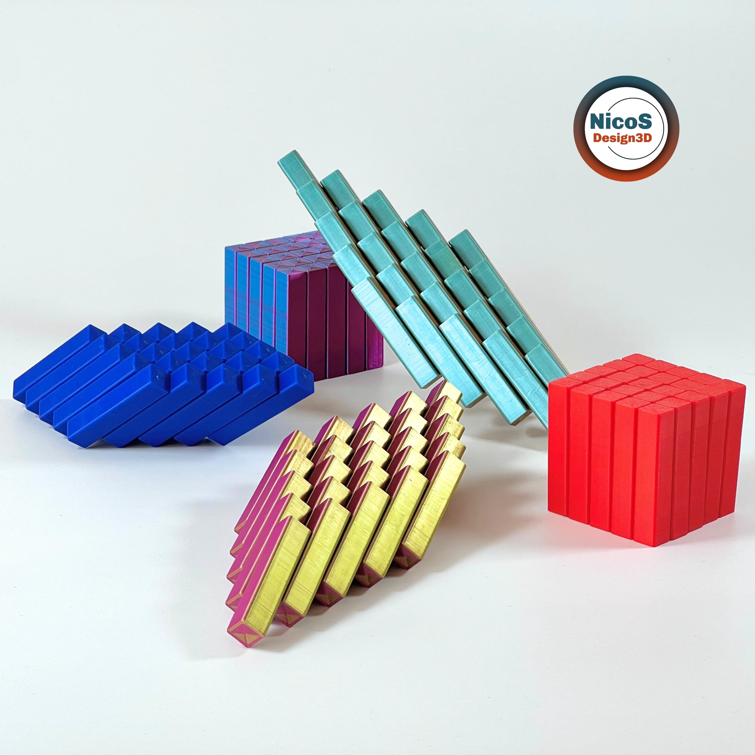 STL File - 3D Print Model | Fidget Wobble Pixels Bars Cube, Print-in ...