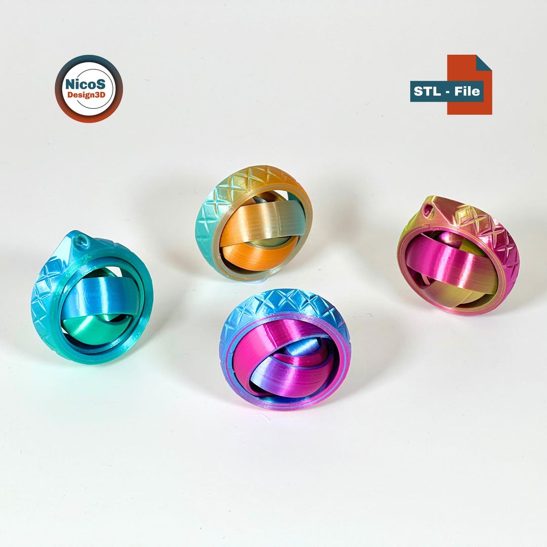 STL File - 3D Print Model | Gyro Fidget Spinner Ring Keychain, Smooth ...