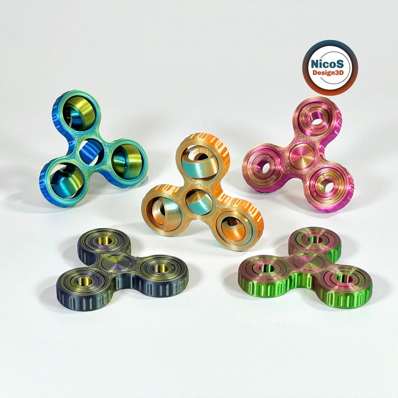 STL File - 3D Print Model | Fidget Triple Spinner Print-in-place Desk ...