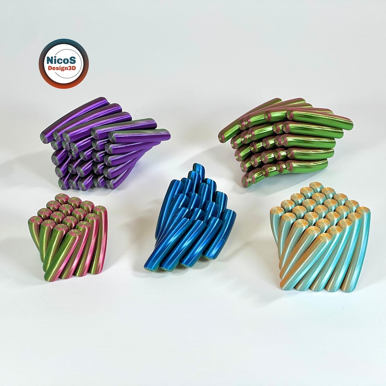 STL File - 3D Print Model | Twisted Wobble Bars Fidget, Print-in-place ...