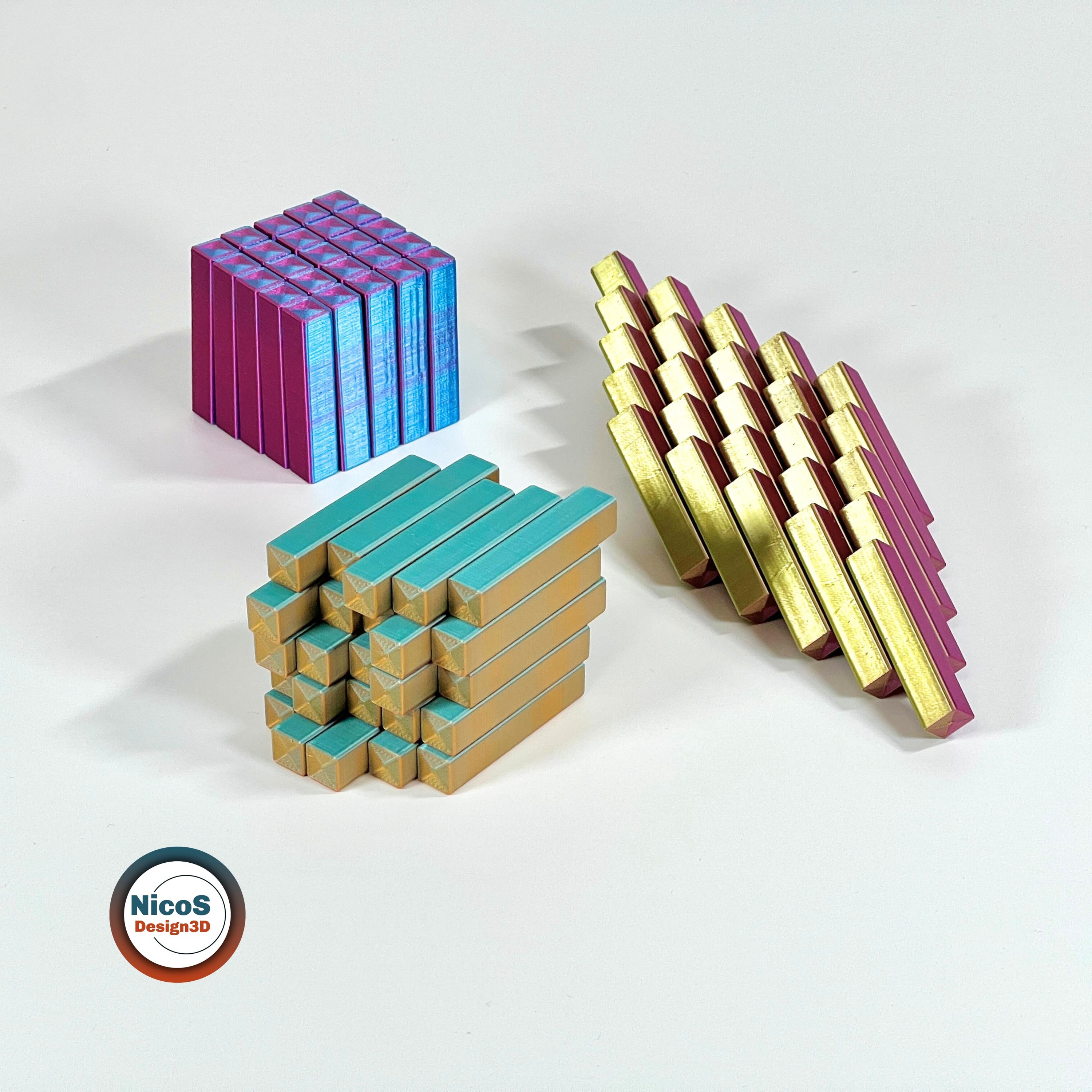 STL File - 3D Print Model | Fidget Wobble Pixels Bars Cube, Print-in ...