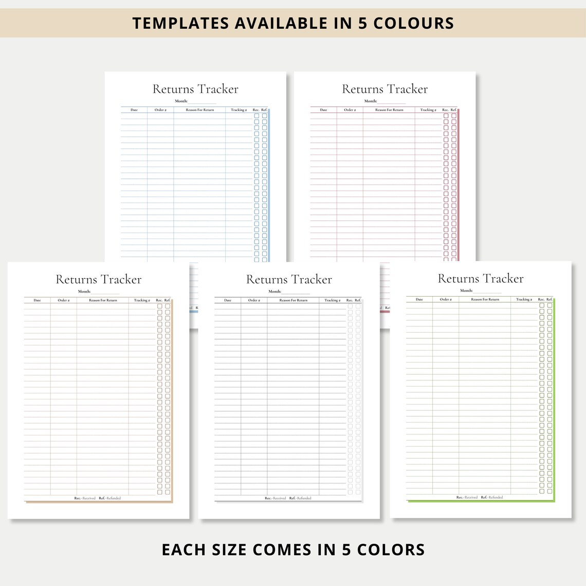 Return Tracker Printable & Fillable, Customer Order Return Log, Refund ...