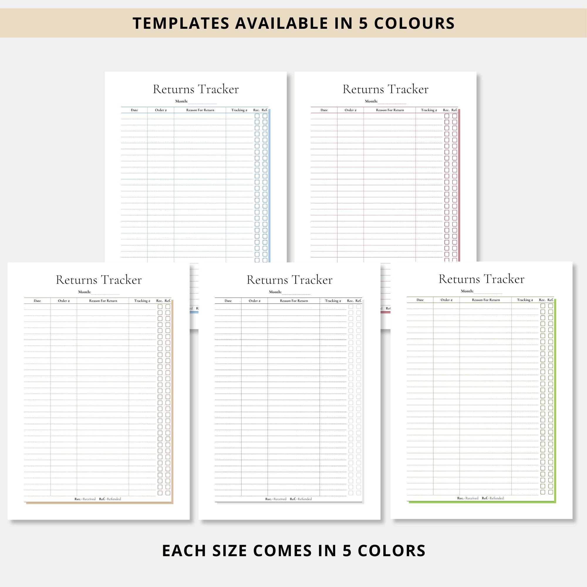 Return Tracker Printable & Fillable, Customer Order Return Log, Refund ...